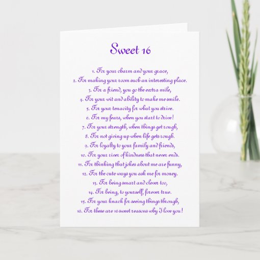 Sweet 16 card | Zazzle