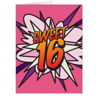 SWEET 16 Comic Book Pop Art Card | Zazzle