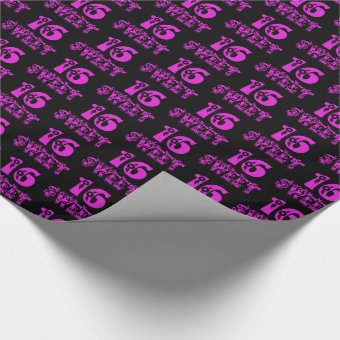 Sweet 16 Cute Floral Hot Pink Typography Wrapping Paper | Zazzle