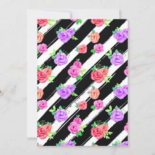 Sweet 16 Edgy Roses & Modern Stripes Invitation | Zazzle