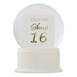 Sweet 16 Gold Look Typography Elegant Text Snow Globe | Zazzle
