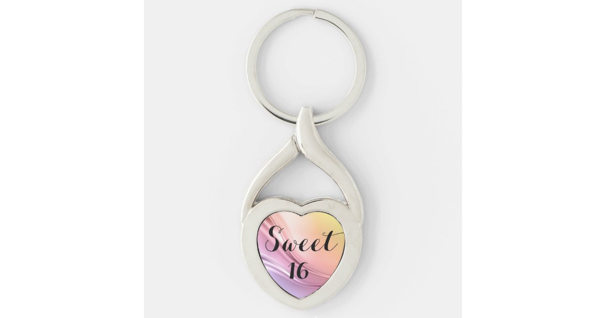 Sweet 16 Heart Keychain | Zazzle