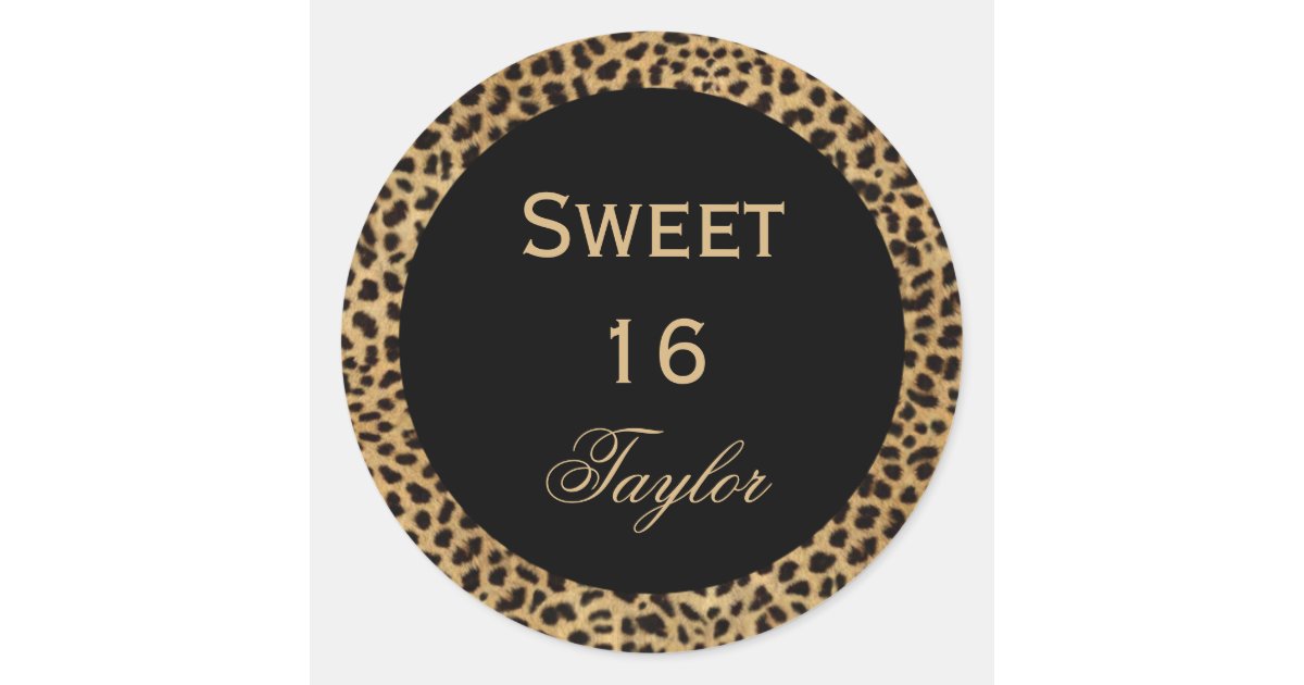 Sweet 16 Leopard Sticker | Zazzle