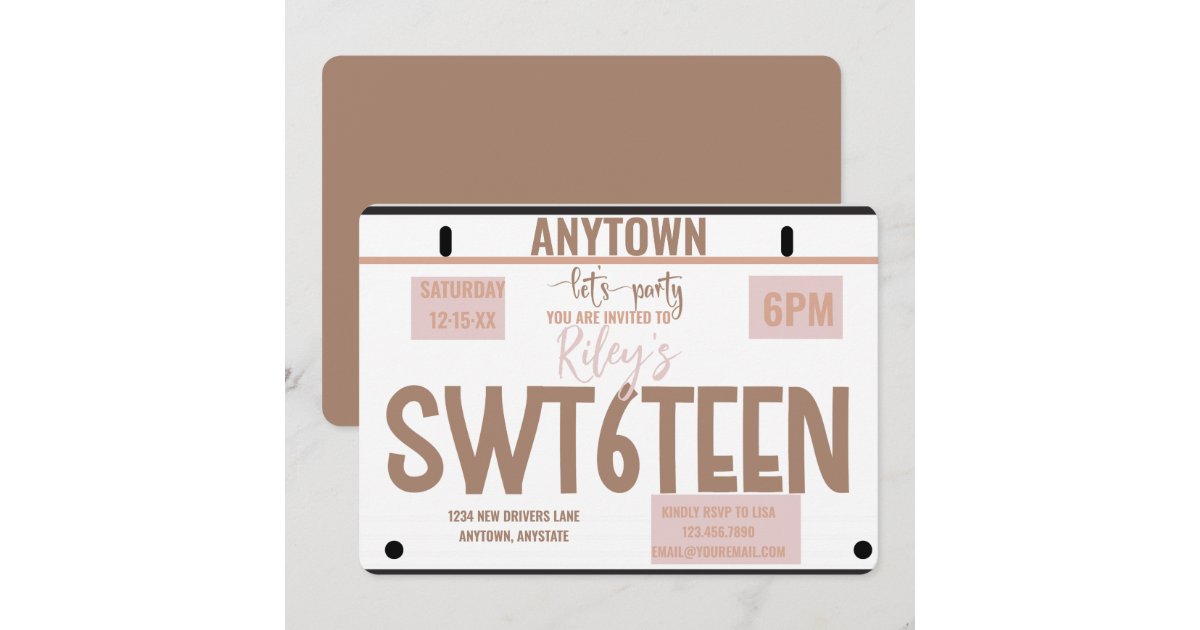 Sweet 16 | License | 16th birthday Invitation | Zazzle