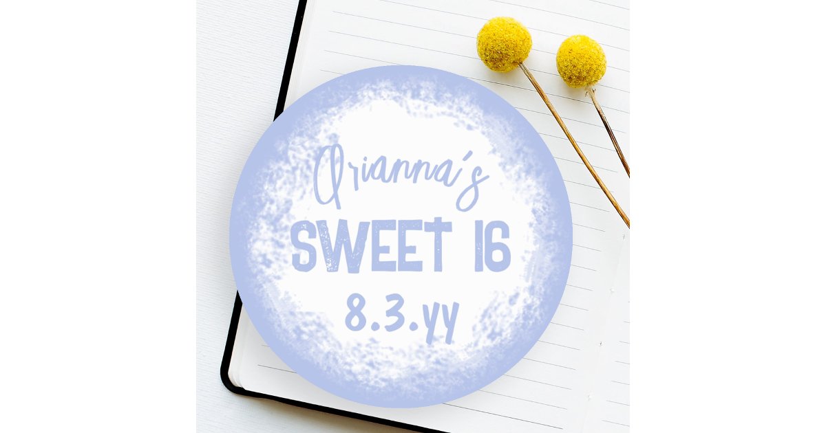Sweet 16 Light Blue Personized Sticker Seal Label | Zazzle
