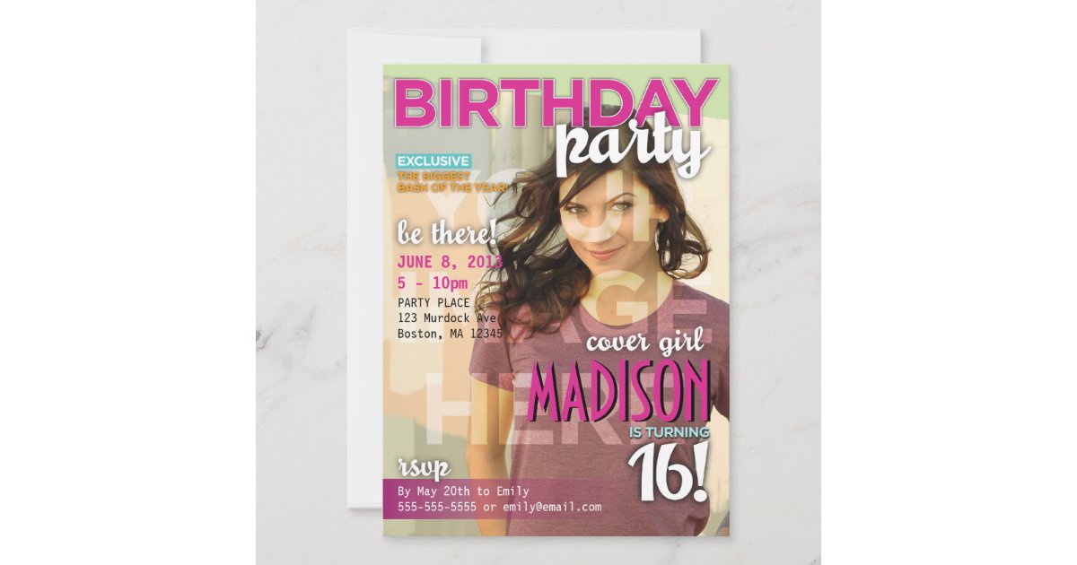 Sweet 16 Magazine Cover Birthday Invitation | Zazzle