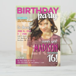 Sweet 16 Magazine Cover Birthday Invitation | Zazzle