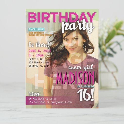 Sweet 16 Magazine Cover Birthday Invitation | Zazzle