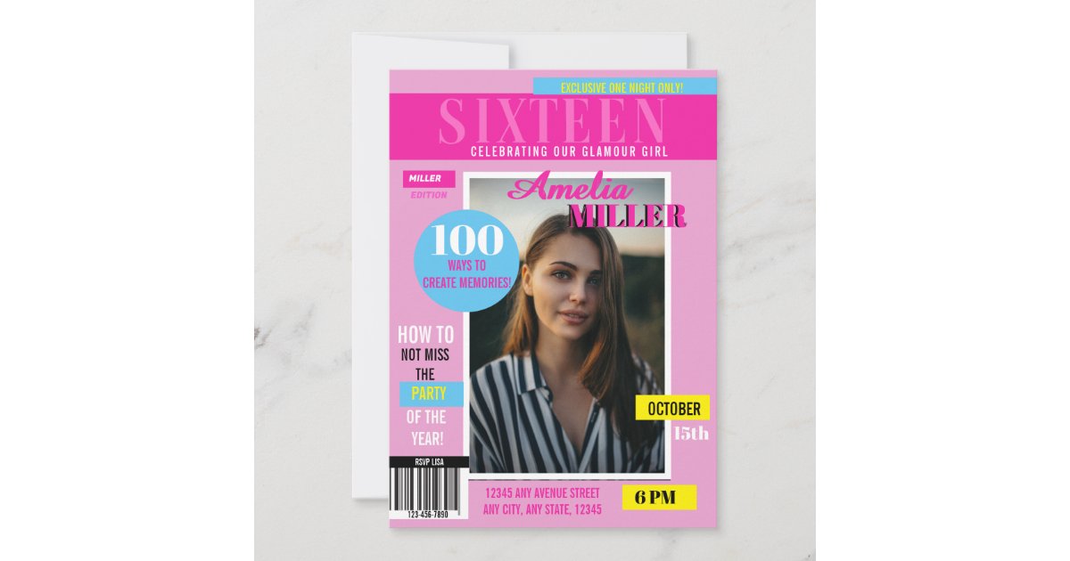 Sweet 16 | Magazine Invitation | Zazzle