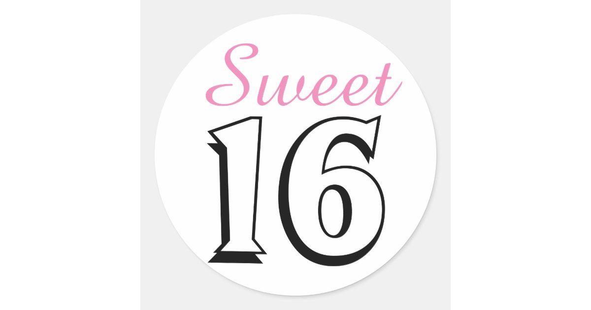 Sweet 16 Modern Pink Birthday Party Favor Classic Round Sticker | Zazzle