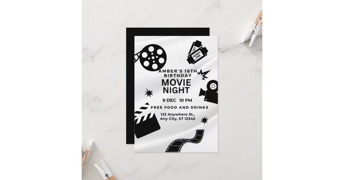 "Sweet 16 Movie Night Bash Invitation | Zazzle