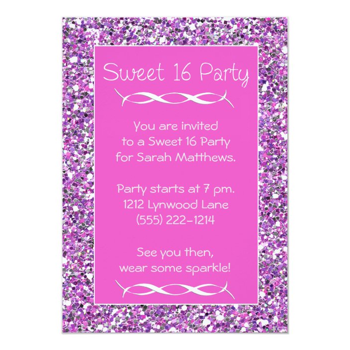 Sweet 16 Party Invitation Pink Silver Sparkle Look | Zazzle.com