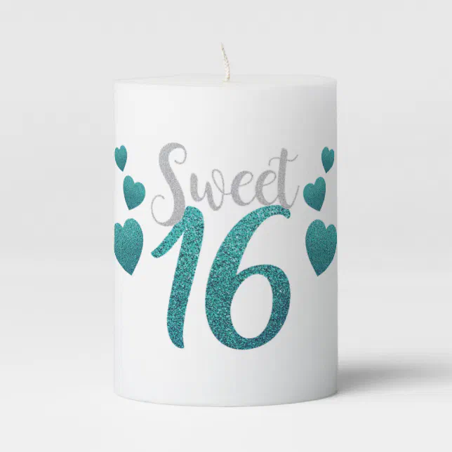 Sweet 16 Party Pillar Candle | Zazzle