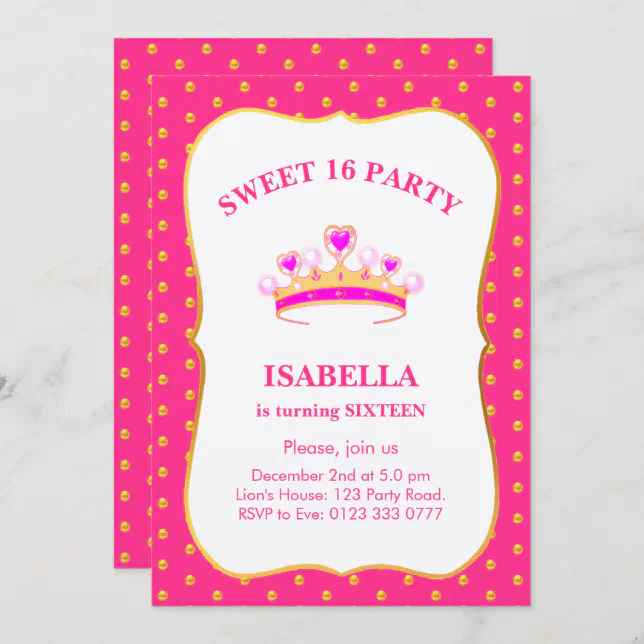 Sweet 16 Princess Crown Birthday Party Invitation | Zazzle