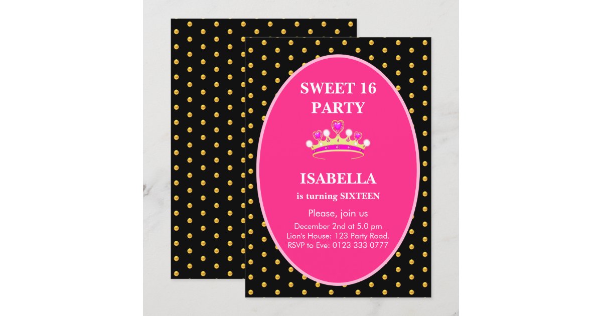 Sweet 16 Princess Crown Birthday Party Invitation | Zazzle