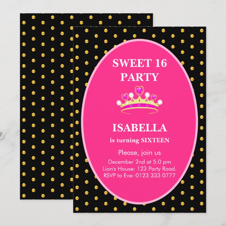 Sweet 16 Princess Crown Birthday Party Invitation | Zazzle