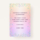 Sweet 16 Rainbow Glitter Ombre Birthday VIP Pass Badge | Zazzle