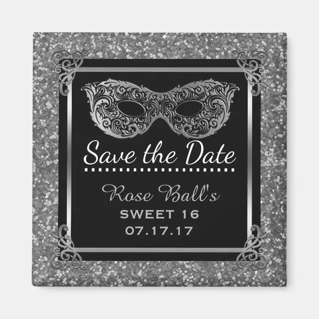 Sweet 16 Save the Date 16th Birthday Glam Silver Magnet | Zazzle