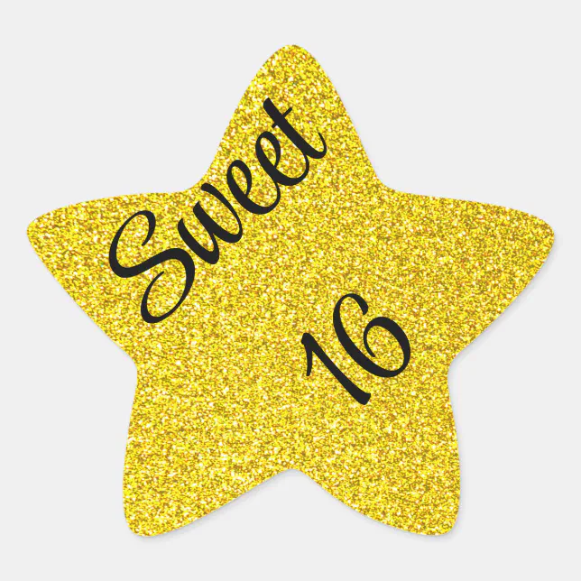 Sweet 16 Sixteen Birthday Party Gold Glitter Star Sticker | Zazzle