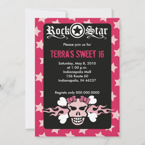 SWEET 16 SIXTEEN SKULL PUNK ROCKER BIRTHDAY INVITATION | Zazzle
