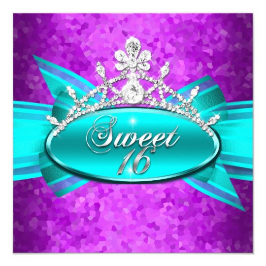 Sweet 16 Sixteen Teal Blue Purple Diamonds Image Invitation | Zazzle.com