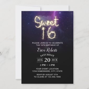 Sweet 16 Sparkler Summer Stars Birthday Party Invitation | Zazzle