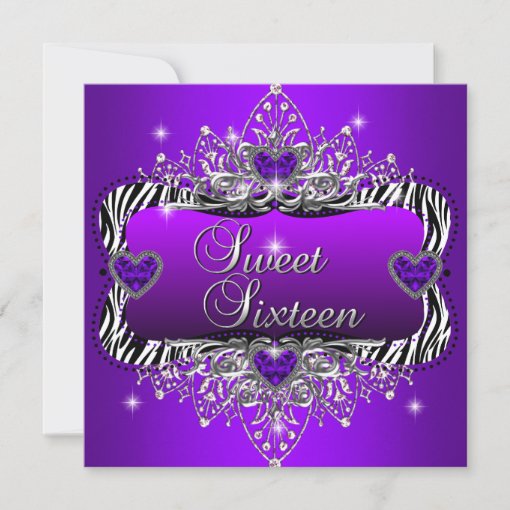 Sweet 16 Sweet Sixteen Birthday Party Purple Black Invitation | Zazzle