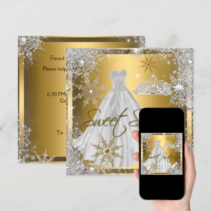 Sweet 16 Sweet Sixteen Silver White Gold Elite Invitation | Zazzle