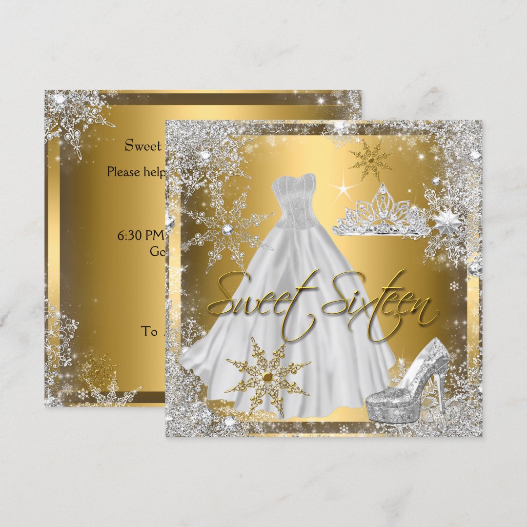 Sweet 16 Sweet Sixteen Silver White Gold Elite Invitation | Zazzle