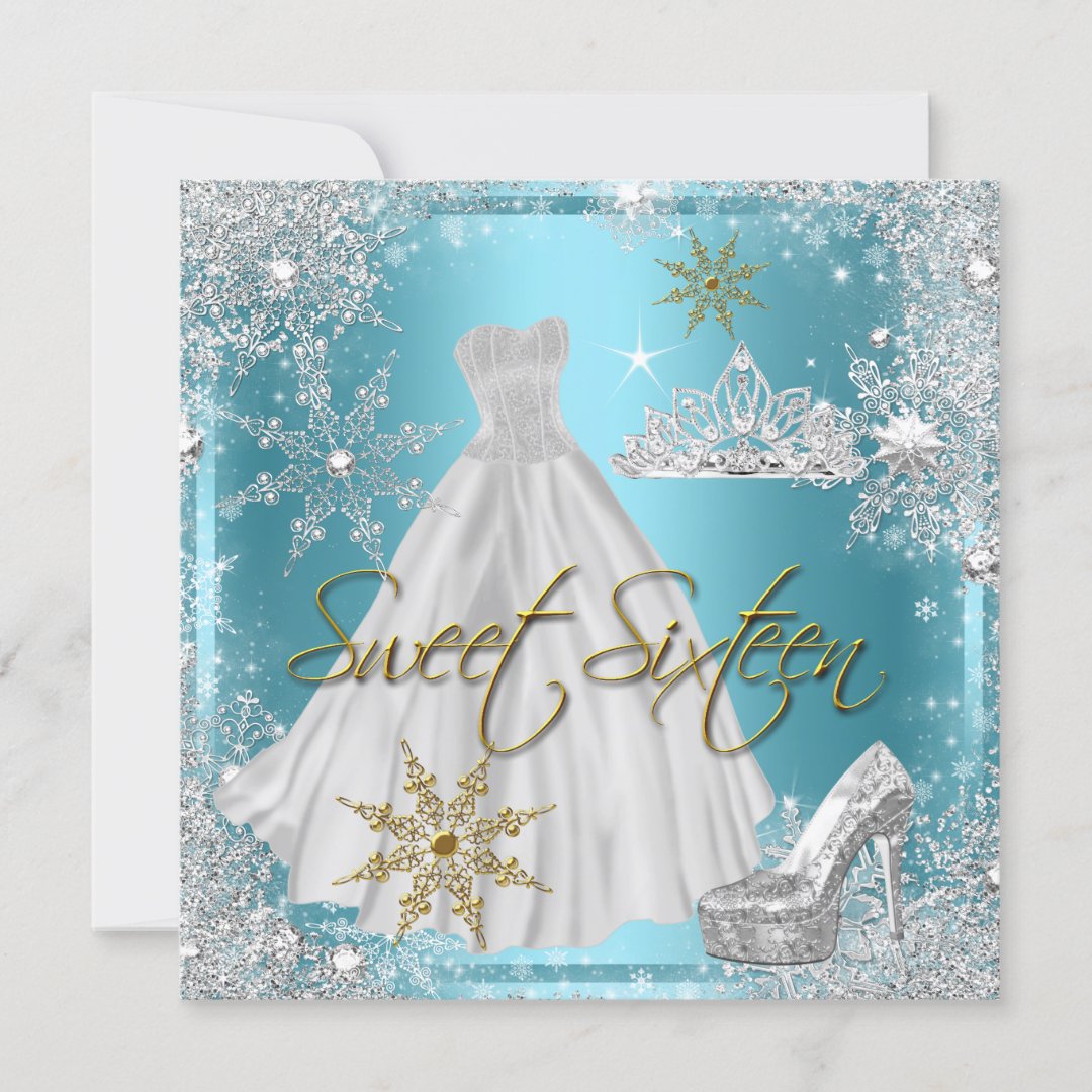 Sweet 16 Sweet Sixteen Teal White Gold Elite Invitation | Zazzle