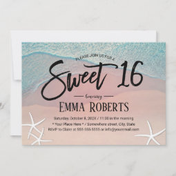 Sweet 16 Tropical Summer Beach Birthday Party Invitation | Zazzle