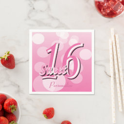 Sweet 16 Word Art | 16th Birthday Napkins | Zazzle