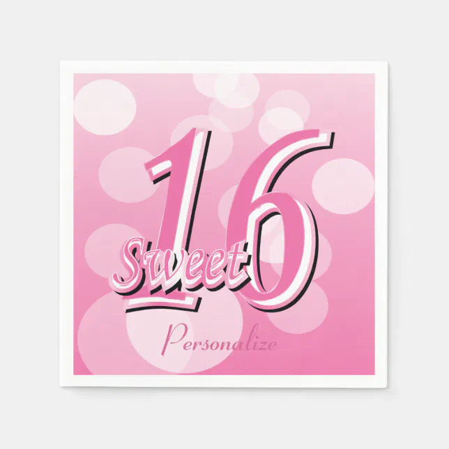 Sweet 16 Word Art | 16th Birthday Napkins | Zazzle