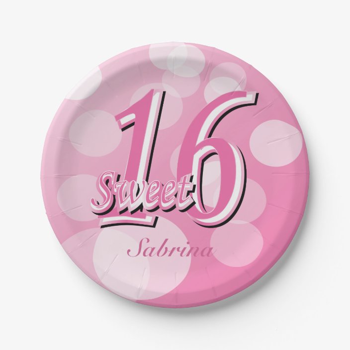 Sweet 16 Word Art | 16th Birthday Paper Plate | Zazzle.com