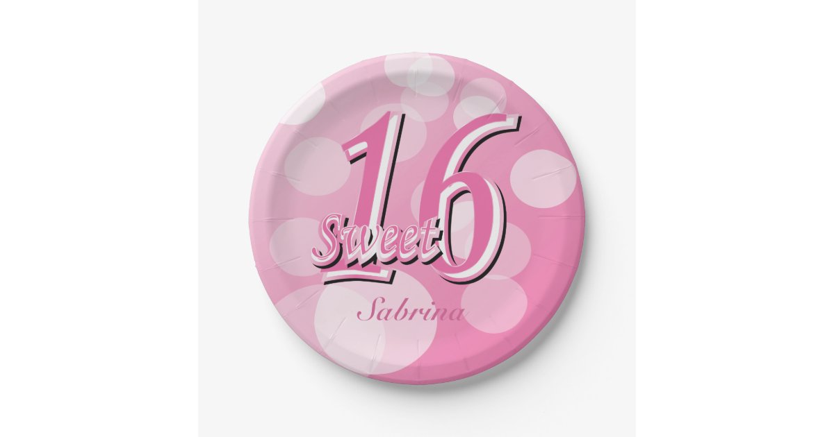 Sweet 16 Word Art | 16th Birthday Paper Plates | Zazzle