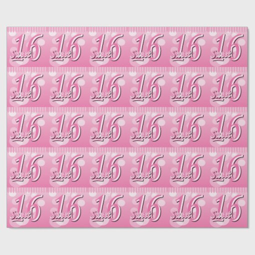 Sweet 16 Word Art | 16th Birthday Wrapping Paper | Zazzle
