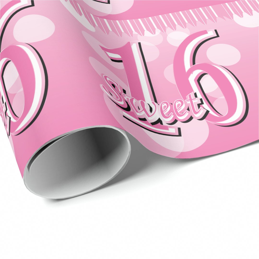 Sweet 16 Word Art | 16th Birthday Wrapping Paper | Zazzle