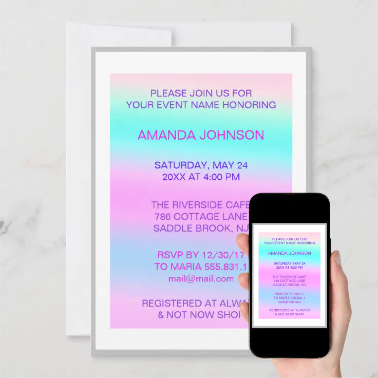 Sweet 16th Birthday Party Bridal Ombre Minimalism Invitation | Zazzle