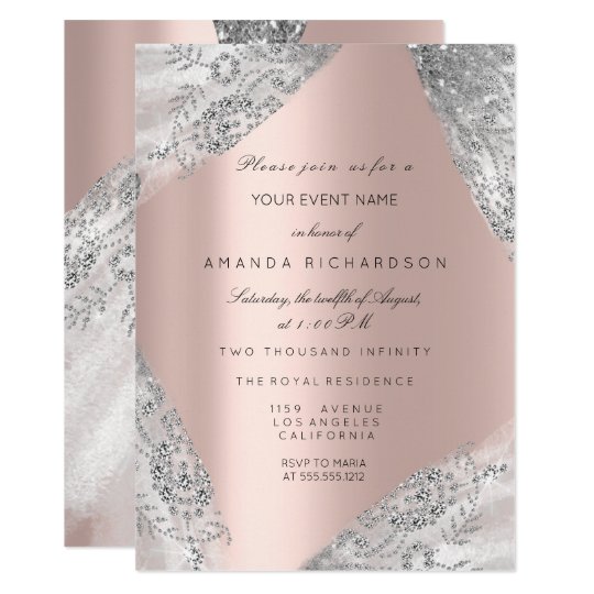 Sweet 16th Dress Spark Rose Silver Pink Diamond Invitation | Zazzle.com