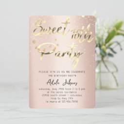 Sweet 16th Instant Download Rose Gold Confetti Invitation | Zazzle