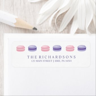 Sweet and Chic Pink and Purple French Macarons Label | Zazzle