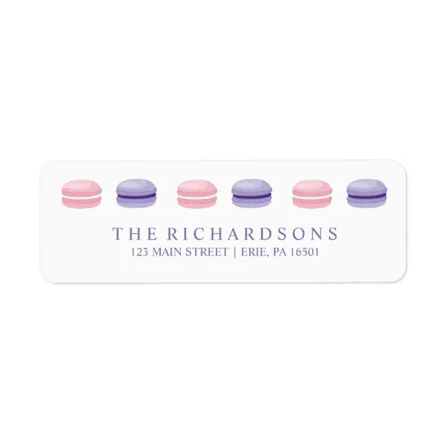 Sweet and Chic Pink and Purple French Macarons Label | Zazzle