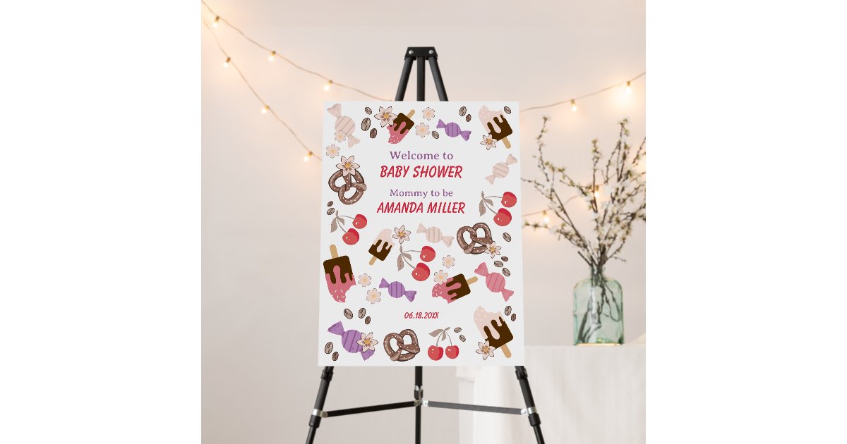 Sweet and Salty Baby Shower White Welcome Sign | Zazzle