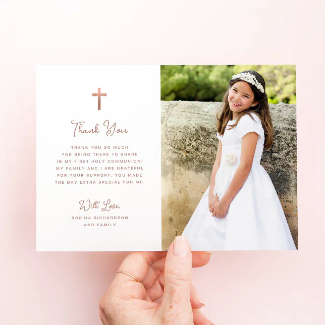 Sweet and Simple | Photo First Holy Communion Thank You Card | Zazzle