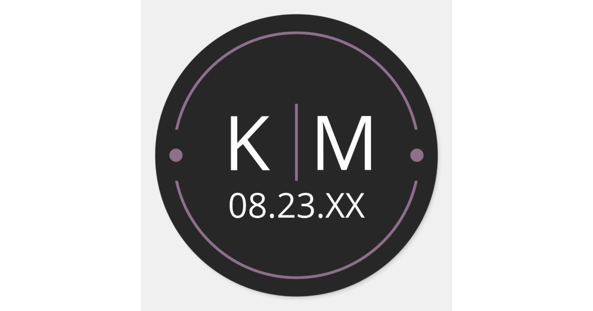 Sweet Arch Wedding Initials Lilac ID998 Classic Round Sticker | Zazzle