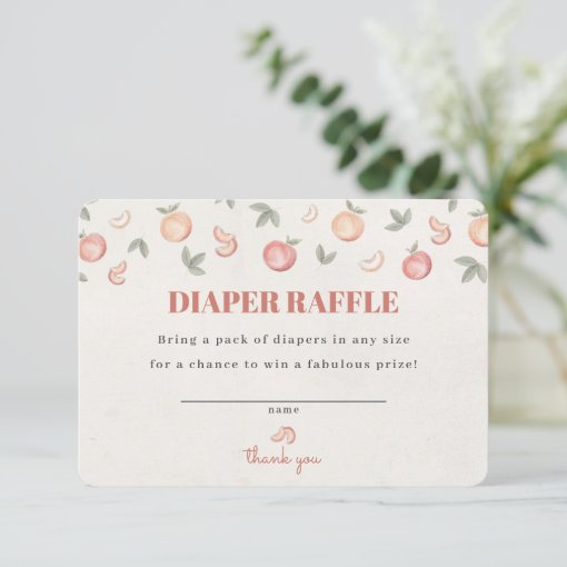 sweet as a peach diaper raffle invitation insert | Zazzle