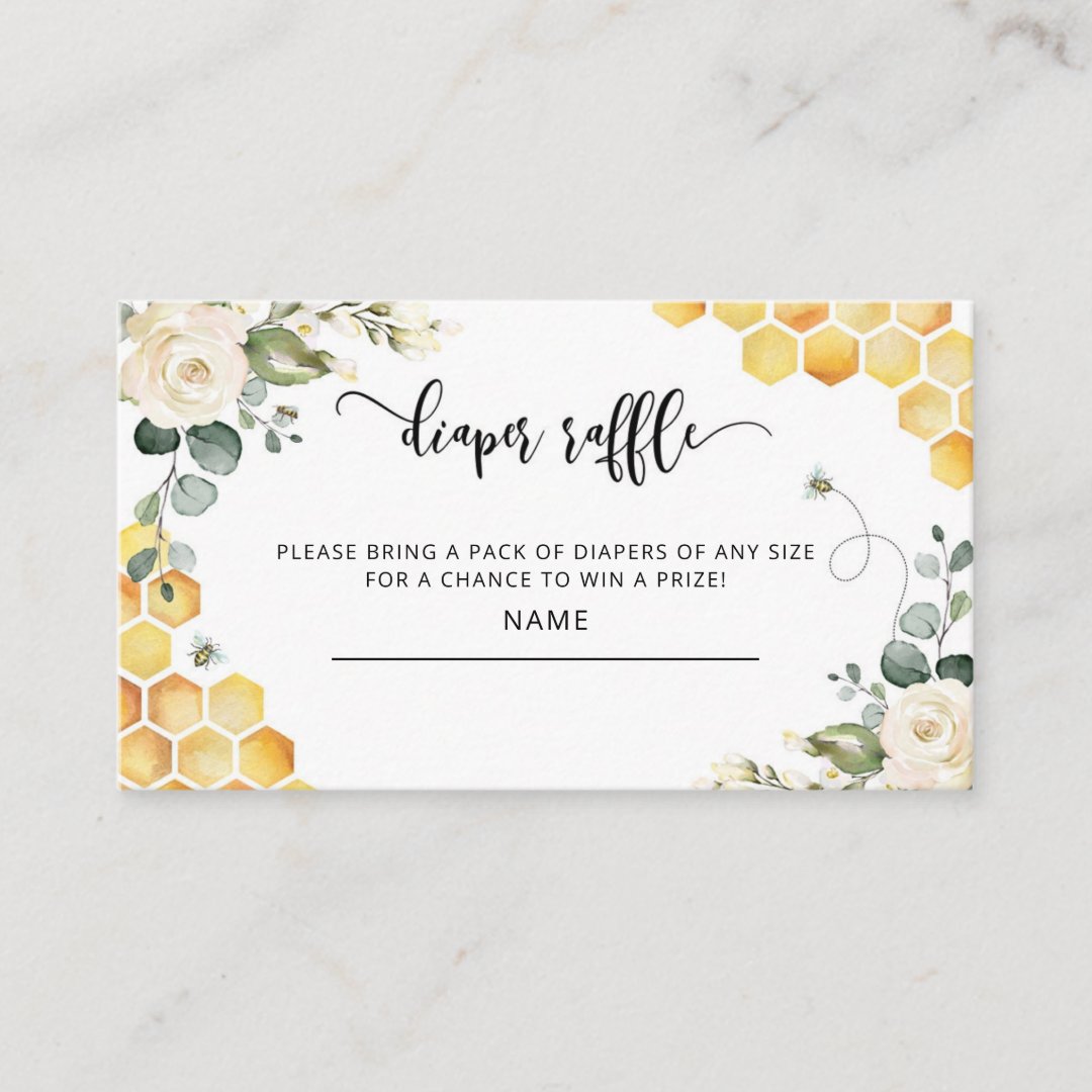 Sweet as can bee diaper raffle ticket enclosure card | Zazzle