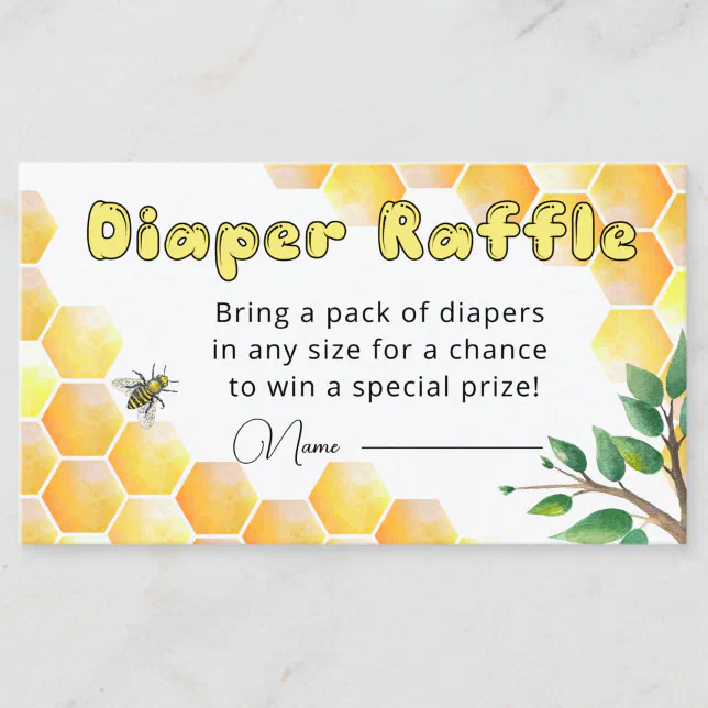Sweet as can bee diaper raffle ticket enclosure card | Zazzle
