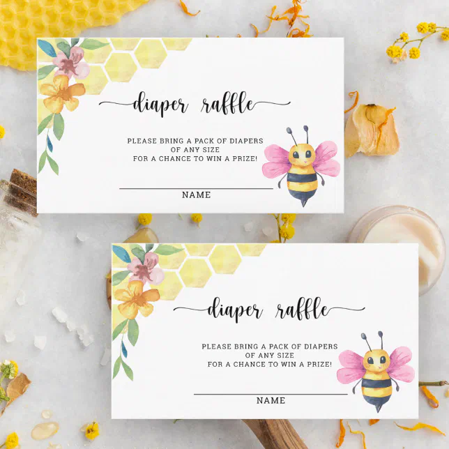 Sweet as can bee diaper raffle ticket enclosure card | Zazzle