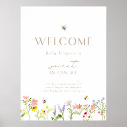 Sweet As Can Bee Modern Minimal Welcome Poster | Zazzle